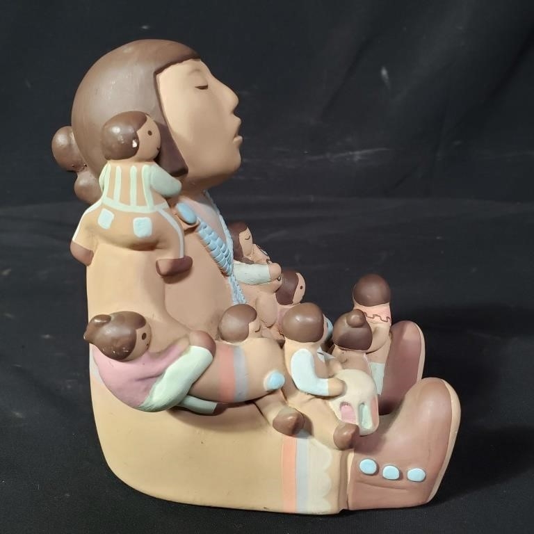 Cleo Teissedre | Signed Native American clay Hopi storyteller | MutualArt