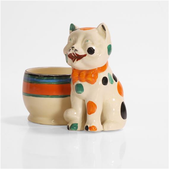 Clarice Cliff | a Laughing Cat pottery pen holder c.1930 modelled as a ...