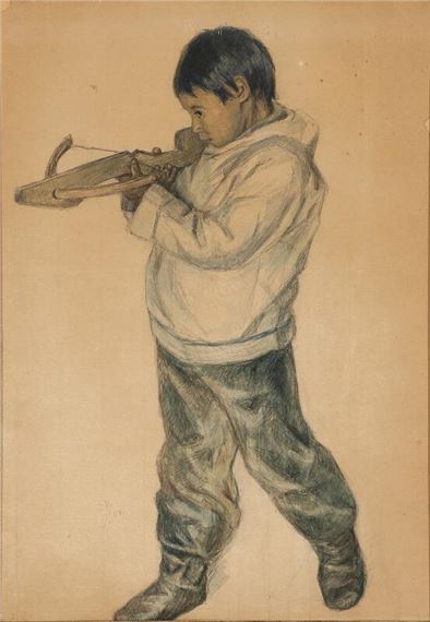 Christine Deichmann | A boy aiming with a crossbow (1902) | MutualArt
