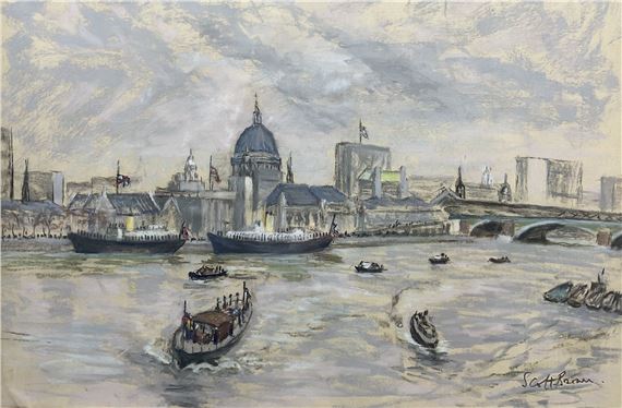 Walter Graham Scott-Brown | View Across the Thames | MutualArt
