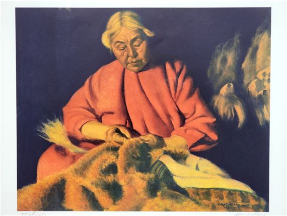 Fred Machetanz | Kyrok, Eskimo Seamstress | MutualArt