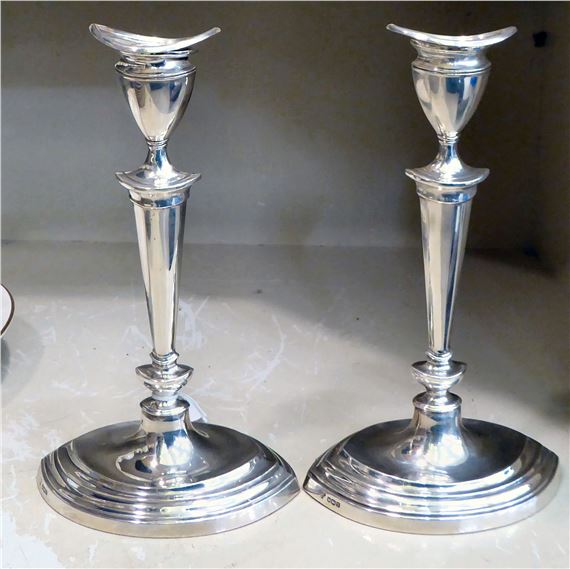 Sheffield | A pair of Queen Elizabeth II loaded silver candlesticks of ...