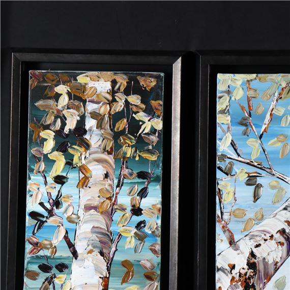 Maya Eventov | birch tree triptych | MutualArt