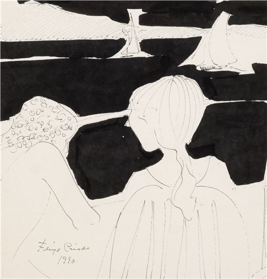 Felipe Criado | Figures looking out to sea (1990) | MutualArt