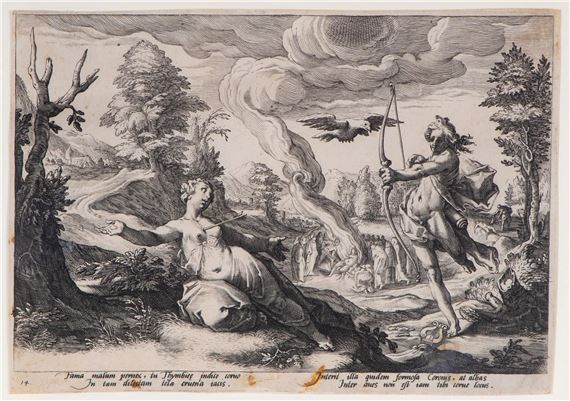 Hendrick Goltzius | APOLLO KILLING CORONIS for series of Ovid’s ...