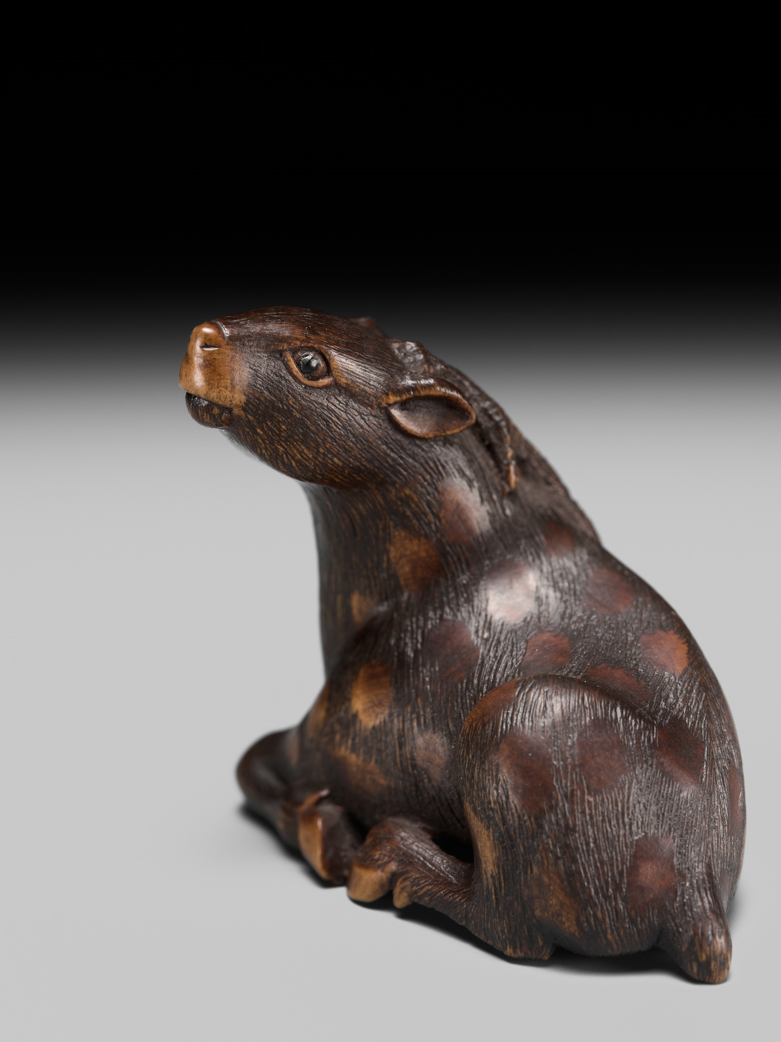 Masanao | MASATSUGU: A FINE YAMADA SCHOOL WOOD NETSUKE OF A RECUMBENT ...
