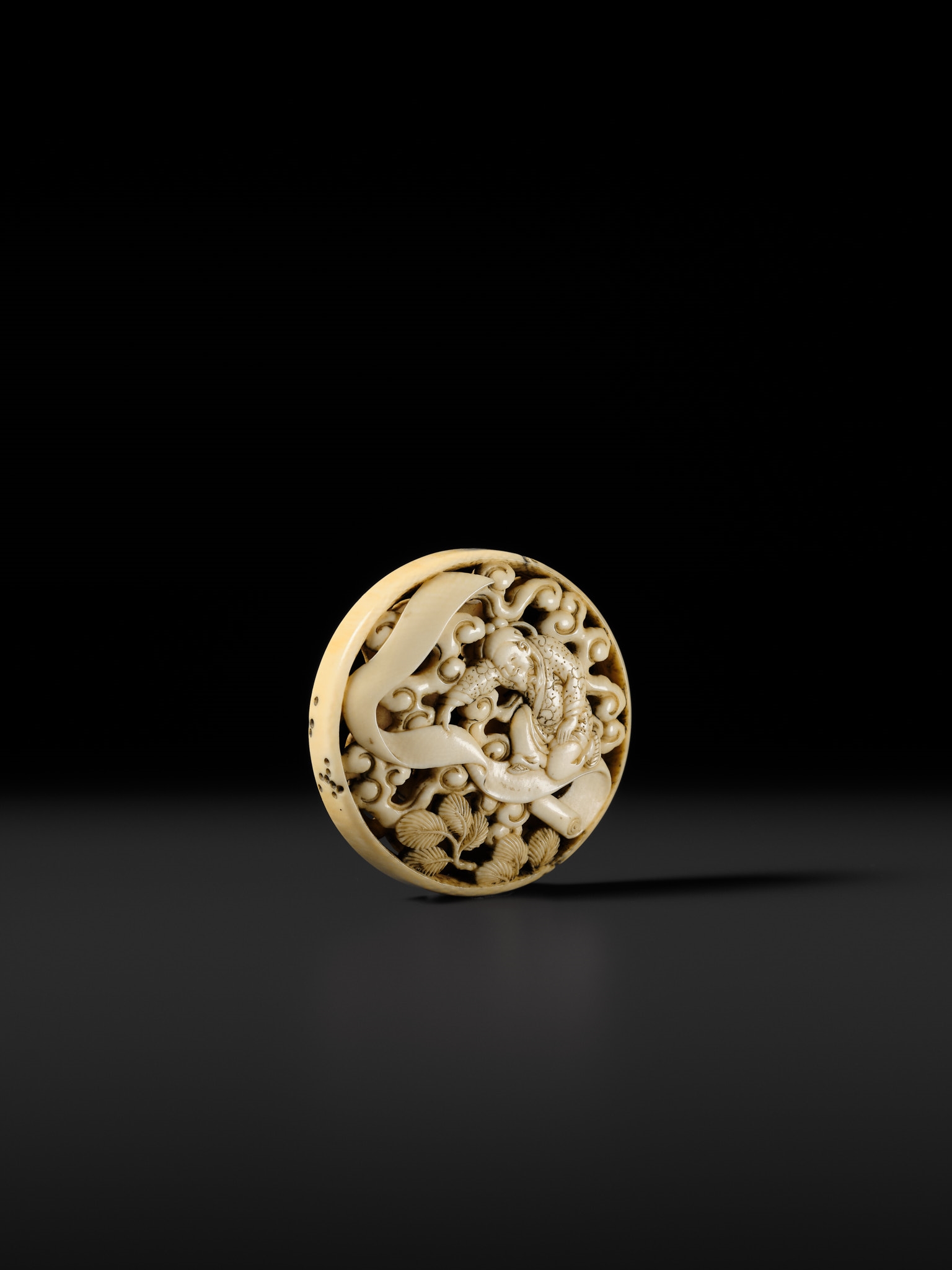 Japanese School, 19th Century | OSAI: A RARE IVORY RYUSA MANJU NETSUKE ...