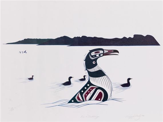 Richard Shorty | Loon and Ducklings (1991) | MutualArt