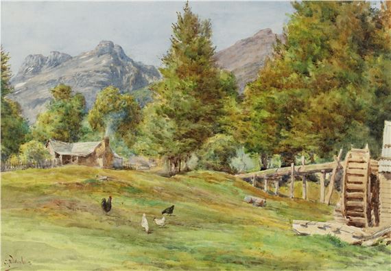 Charles Nathaniel Worsley | A mountainous homestead with chickens (1850 ...