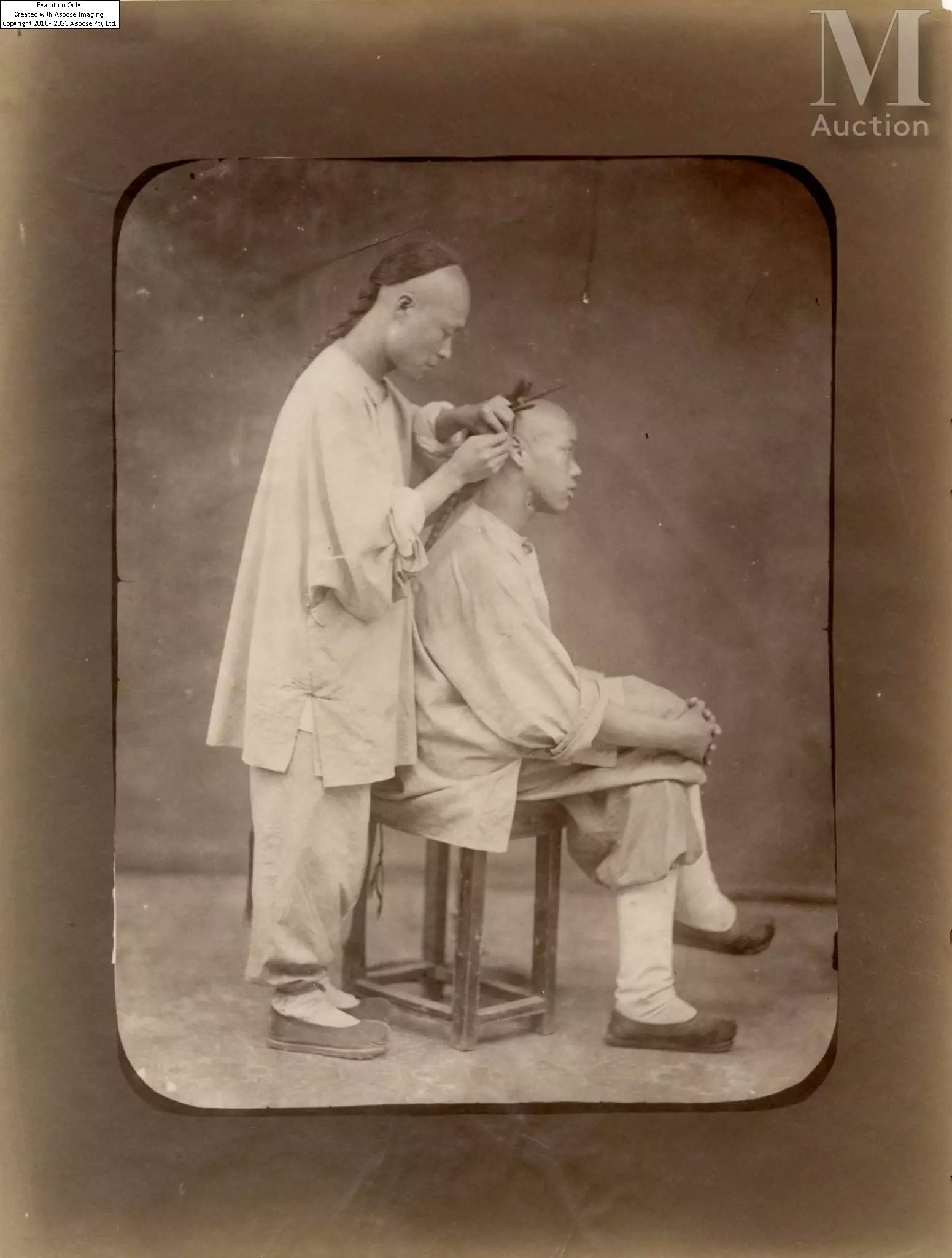 William Saunders | Hairdresser in a courtyard, Shanghai, c. 1875 (Circa ...