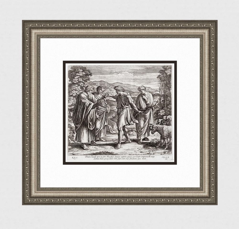 Raffaello Sanzio | Raphael 1649 Engraving Vatican Jacob agrees to work ...
