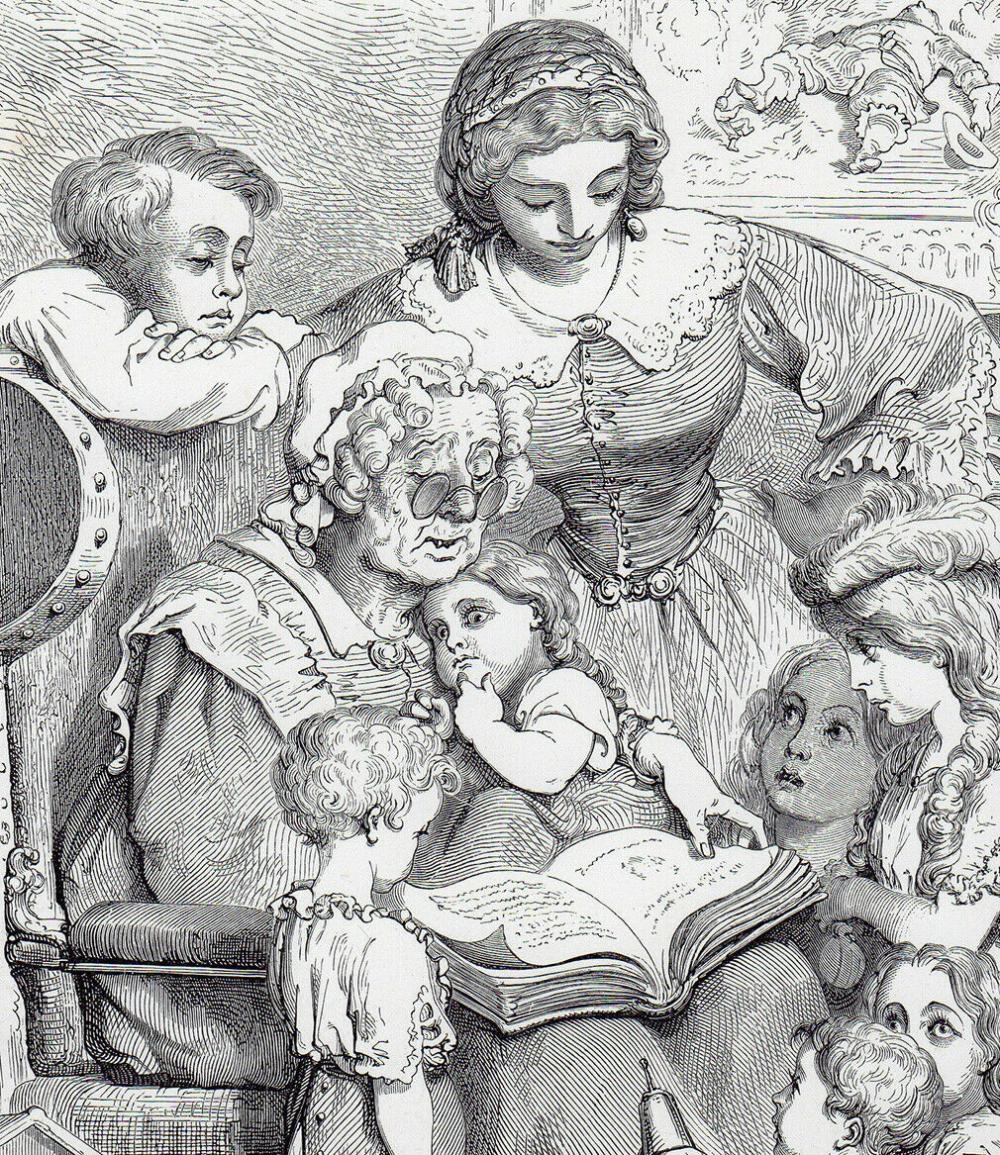Gustave Doré | Gustave Dore Family Storytelling 1880 Wood Engraving ...