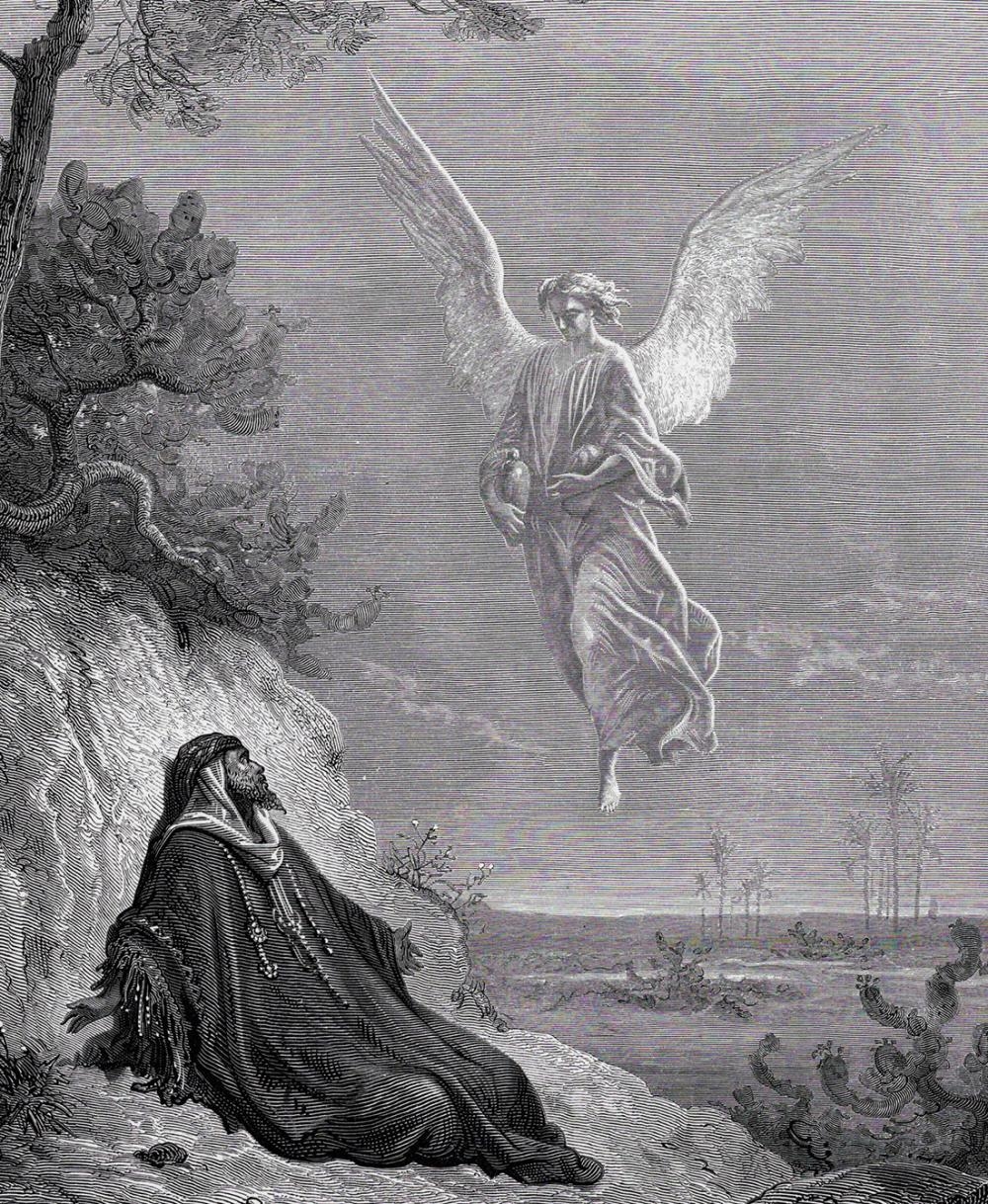 Gustave Doré | 1800s Gustave Dore Biblical Wood Engraving Elijah & the Angel Framed Signed ...