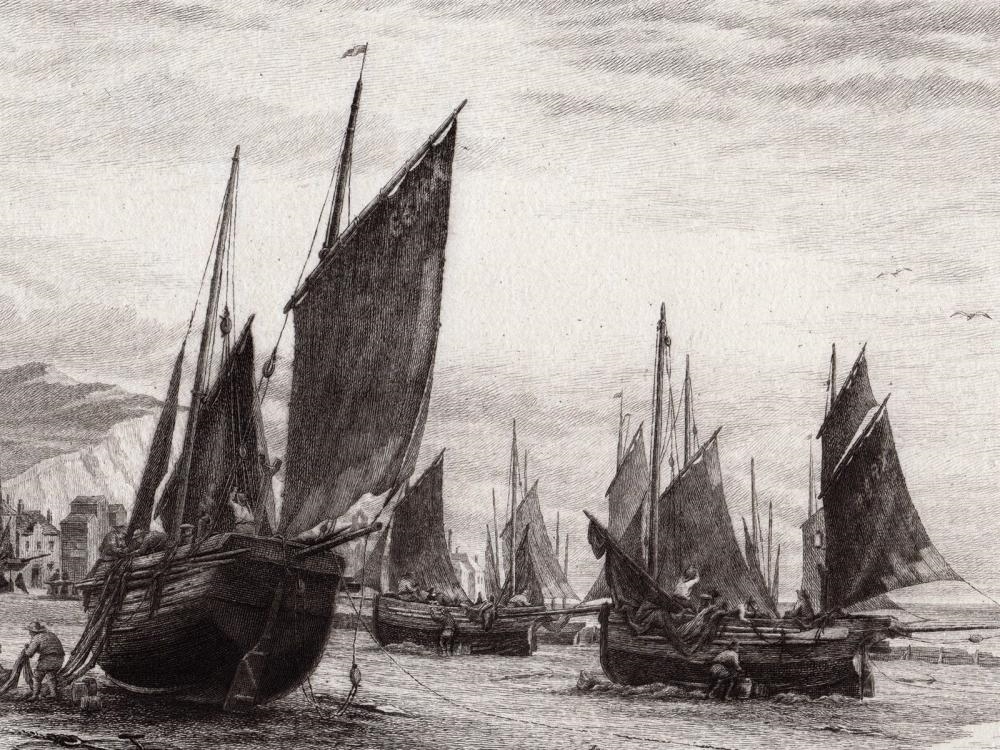 James Dobie | James Dobie Fishing Boats at Hastings 1882 etching ...
