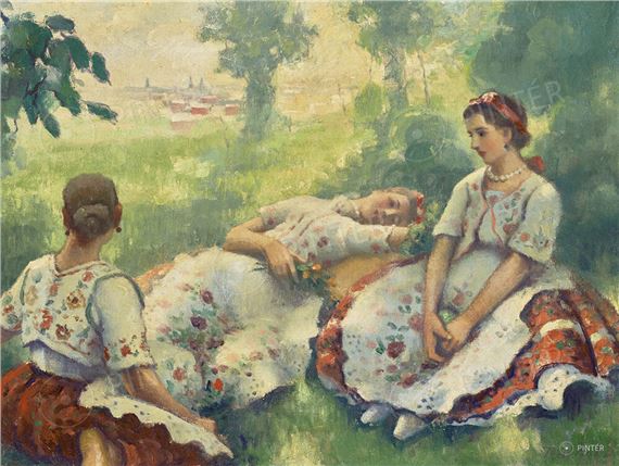 Dezso Pécsi Pilch | Girls in Traditional Costume | MutualArt