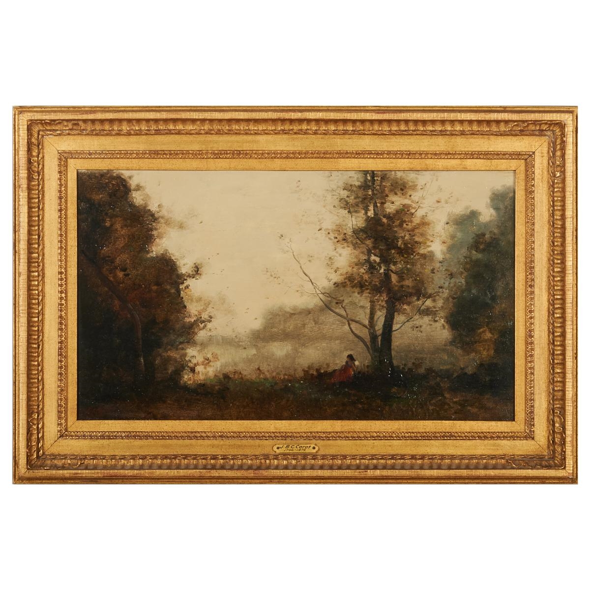 Jean Baptiste Camille Corot | Landscape with Seated Figure by Tree ...