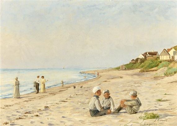 Caroline Emilie Mundt | A summer day at Tisvilde beach (1911) | MutualArt