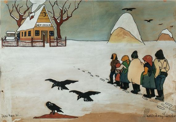 Sándor Basilides | Iskolába menet, 1921 telén (1921) | MutualArt