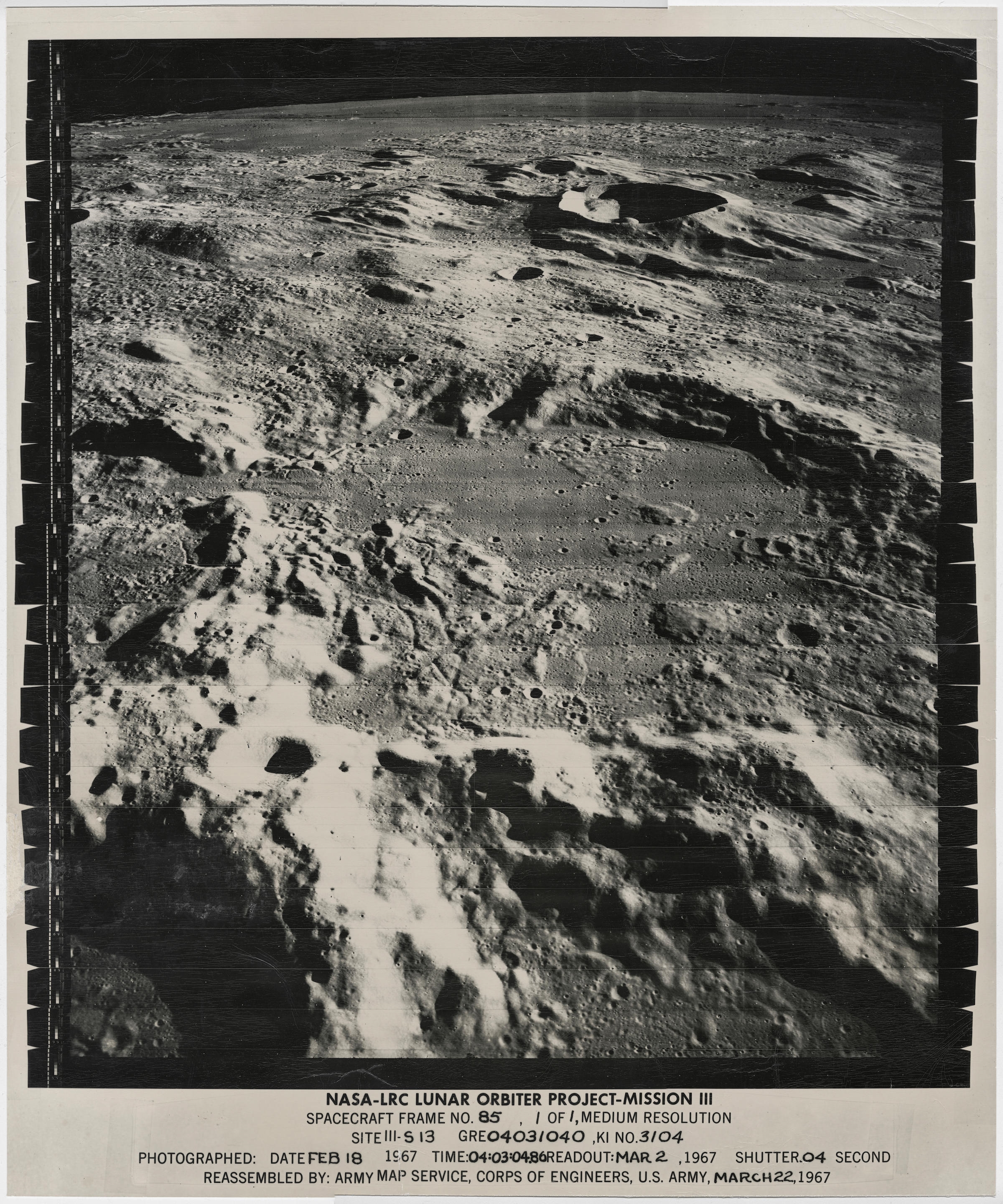 NASA | [Lunar Orbiter III] STARK LUNAR HORIZON NEAR THE TERMINATOR OVER ...