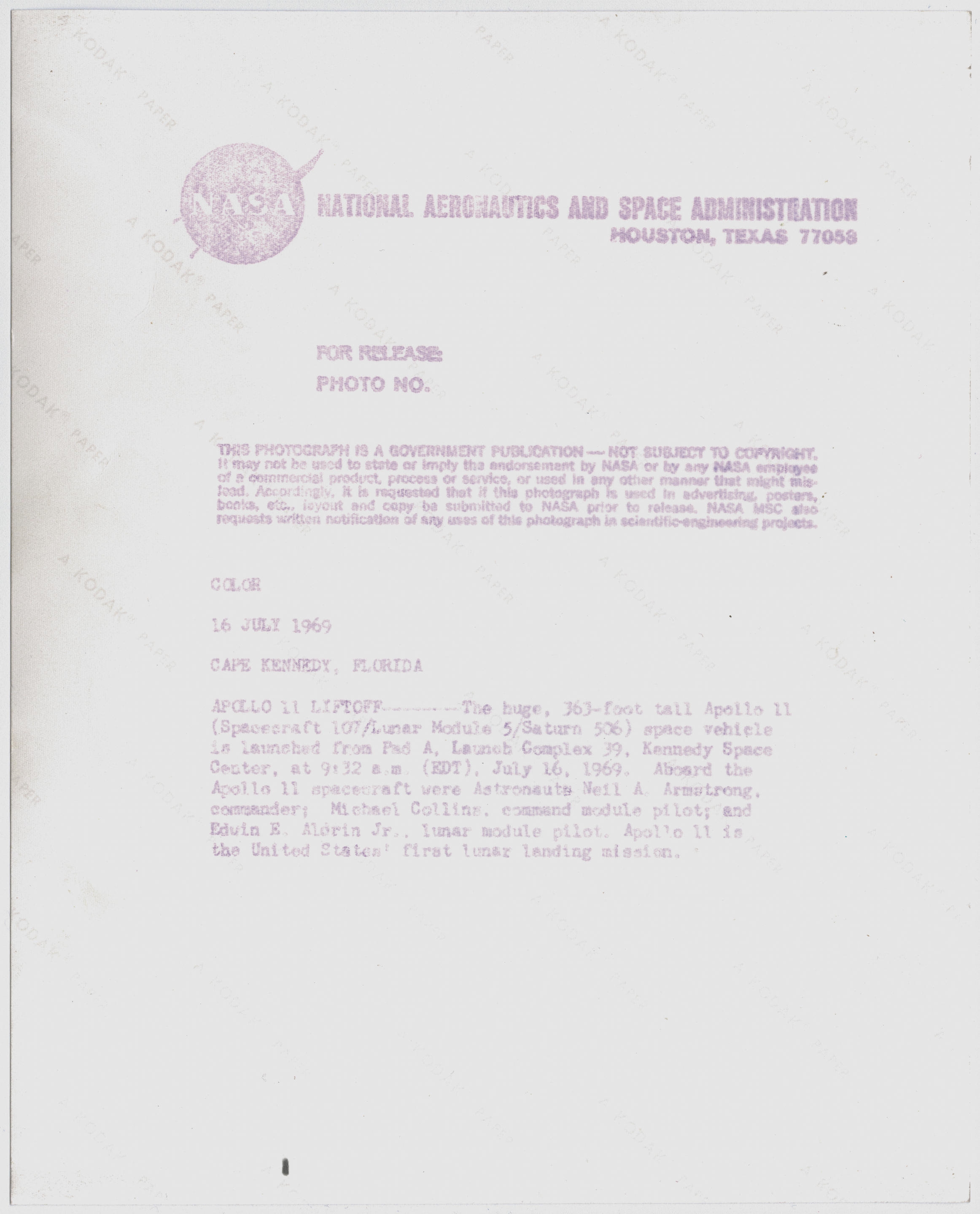 Kennedy | NASA, 16 July 1969 (1969) | MutualArt