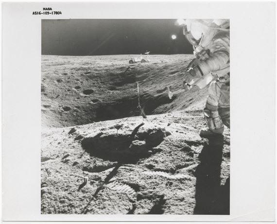 Charles Duke | [Apollo 16] JOHN YOUNG WITH THE LUNAR HAMMER ON THE RIM ...