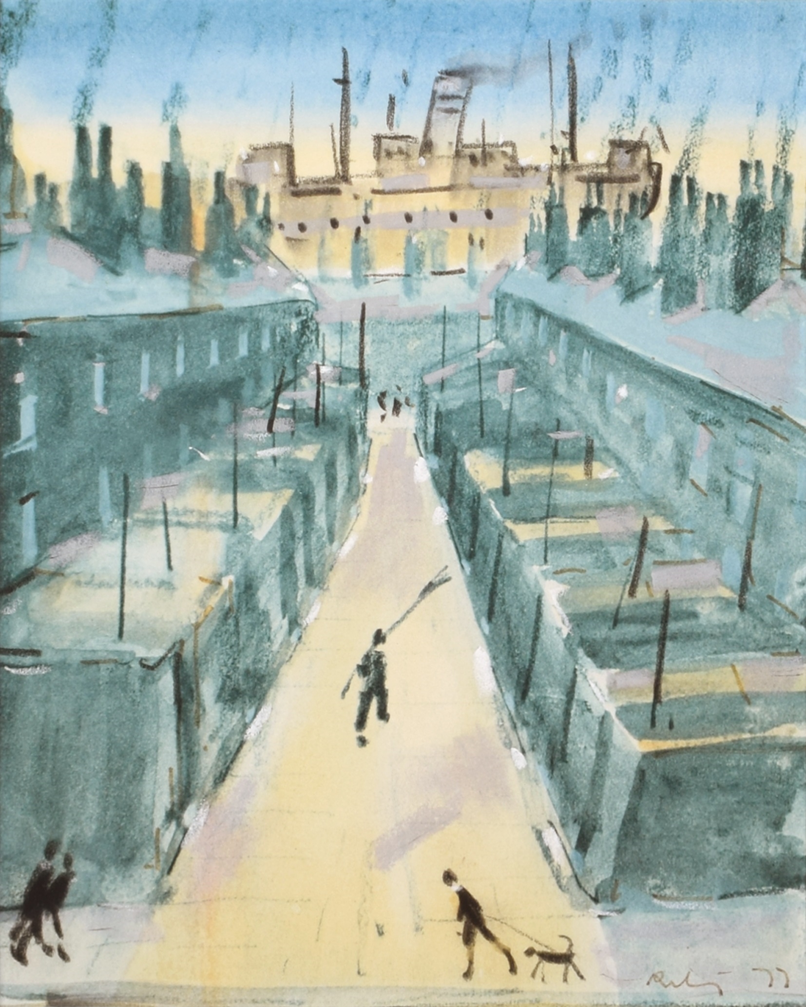 Harold Riley | Salford street scene with figures (77) | MutualArt