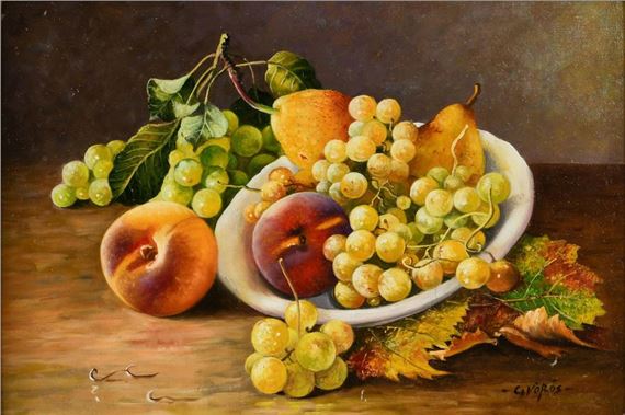Gyorgy Voros | Gyorgy VOROS (1940) Coupe de fruits Oil on canvas signed ...