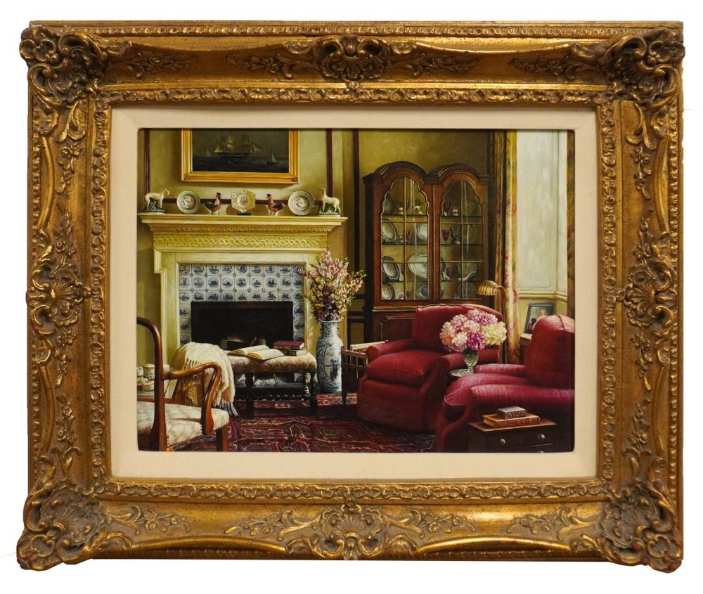 S. Lee | View of a Living Room Interior with Delft Fireplace (Circa ...