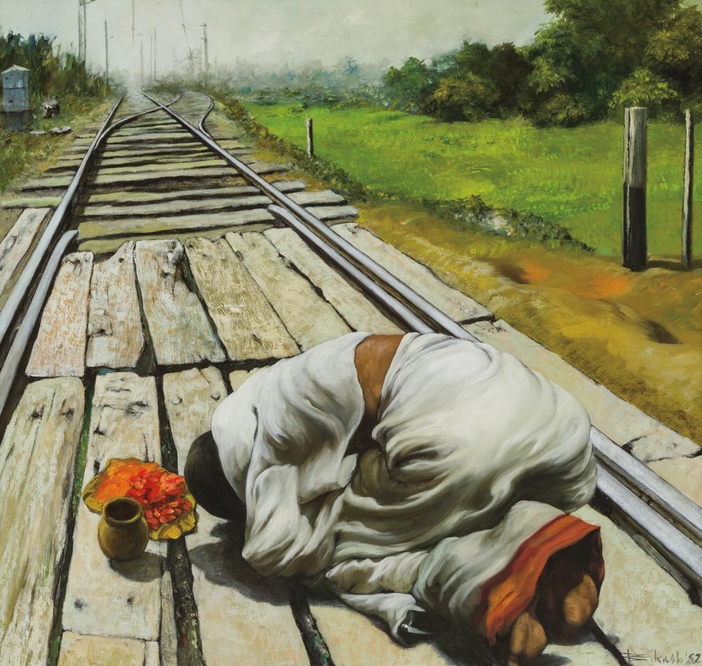 Bikash Bhattacharjee | Worshipper, 1982 | MutualArt
