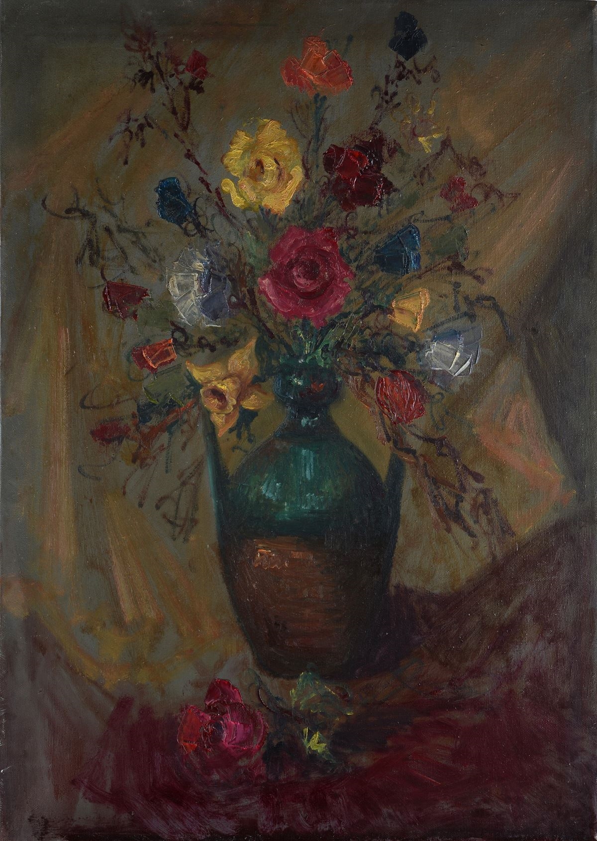 Osman Lorenzo de Scolari | Vaso di rose con drappo giallo, 1983 (1983 ...