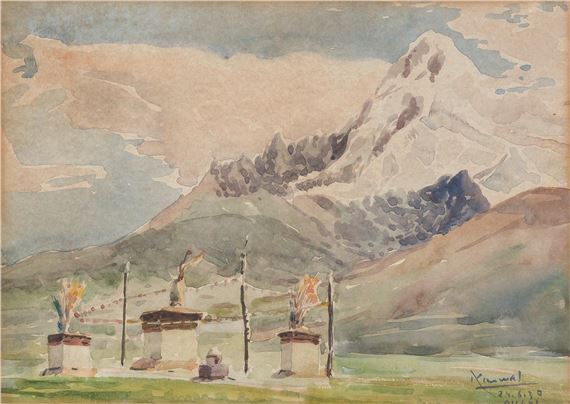 Kanwal Krishna | Mount Jomolhari from Pagri (Phari), Tibet (39) | MutualArt