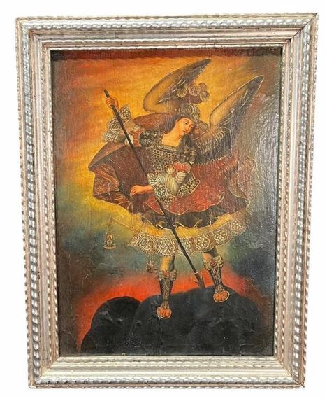 Asgar/Gabriel | 19th CENTURY ARCHANGEL ST. GABRIEL OIL ON CANVAS (19th ...