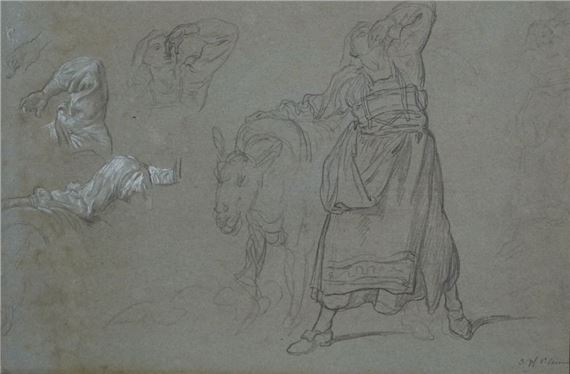 Pierre Lacour | Study of a woman with a donkey | MutualArt