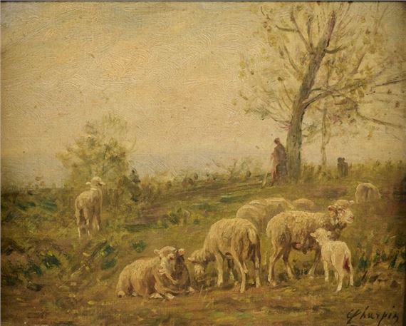 Albert Charpin | Sheep with their shepherds | MutualArt