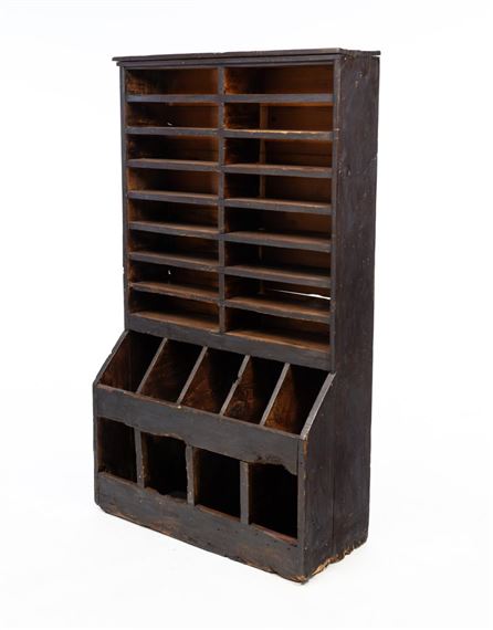 B. Brown | BLACK PAINTED CUBBY HOLE CABINET (Circa 1900) | MutualArt