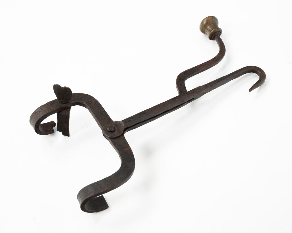 American School, 18th Century | UNUSUAL HAND FORGED IRON KETTLE LIFTER ...