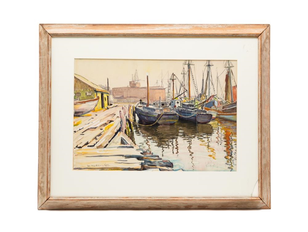 Joseph Margulies | HARBOR SCENE BY JOSEPH MARGULIES (1896-1984 (20th ...