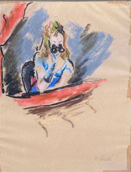 Constant Detré | Constant DETRÉ (1891-1945) Woman at the opera and ...