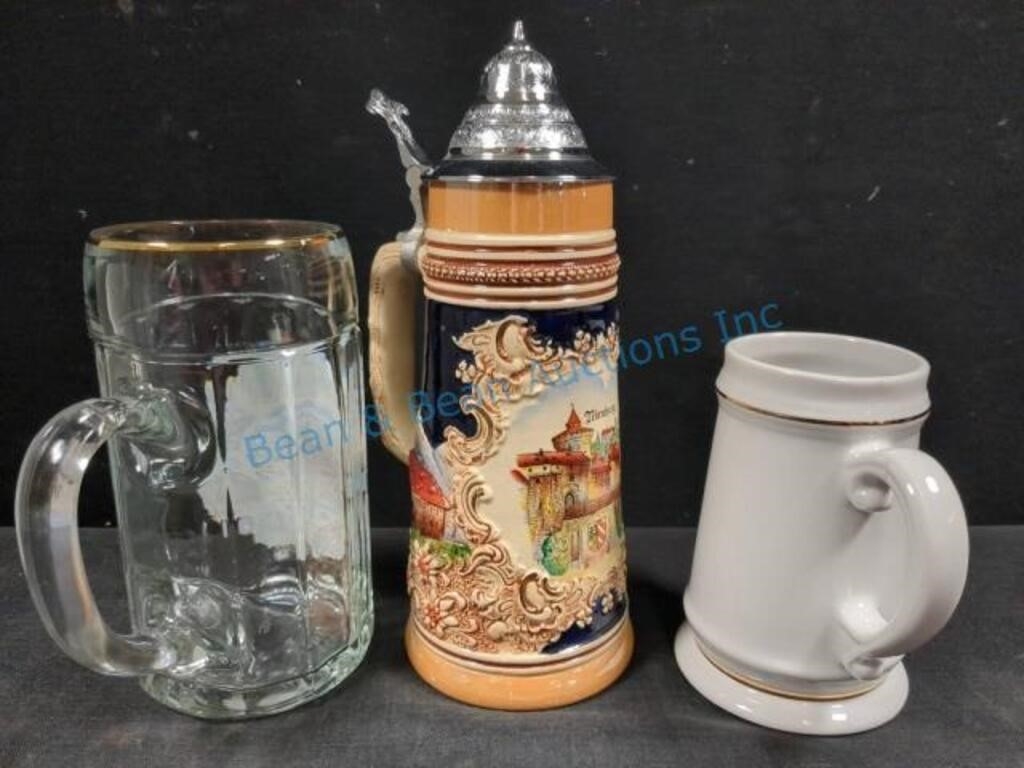 Stein | 12-Inch Beer Stein With Lid Featuring Scenic Art | MutualArt