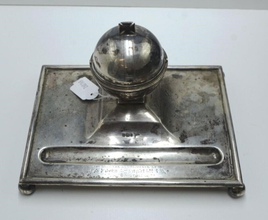 Sheffield | Edward VII sterling silver inkwell desk set (1903) | MutualArt