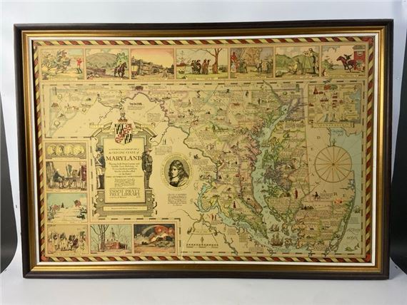 State | Maryland State Map Reproduction 300th Anniversary on Board ...