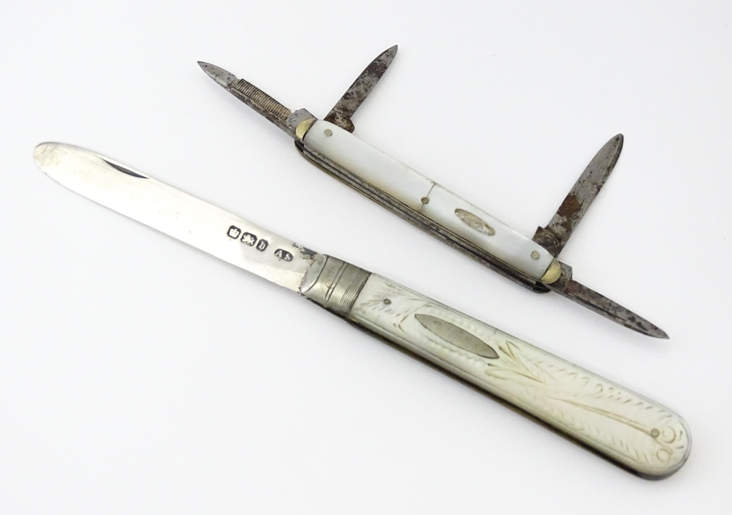 Sheffield | A folding fruit knife with mother of pearl handle ...