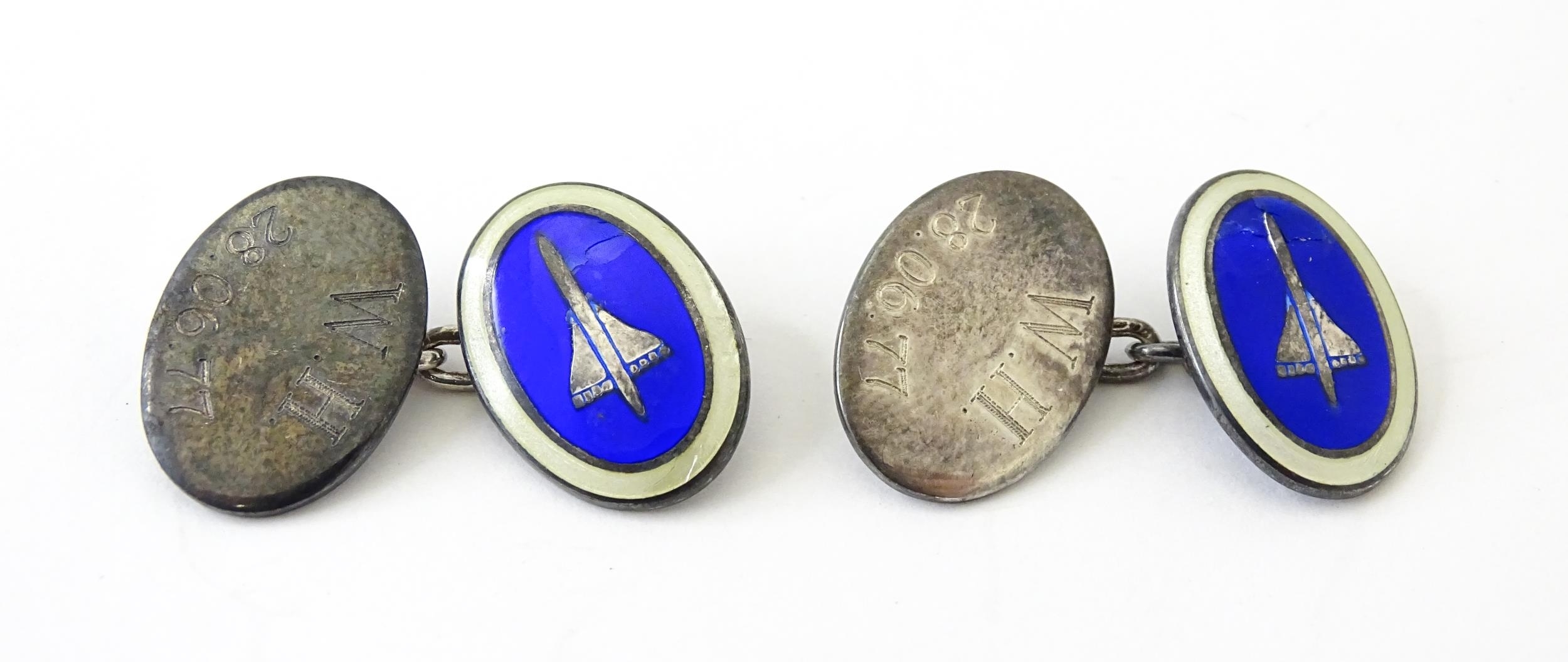 Concorde | A pair of silver Links of London cufflinks with enamel and C ...