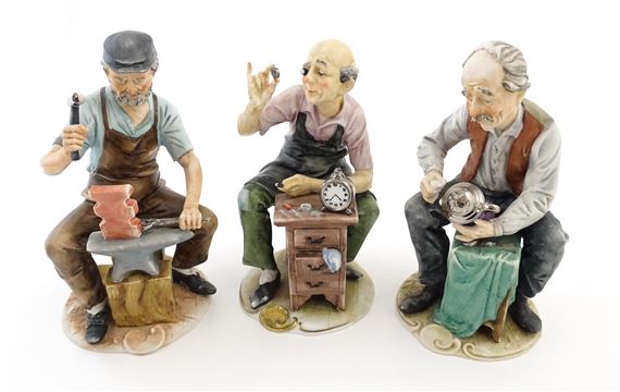 A. Benni | Three Capodimonte figures comprising The Stein Maker, The ...