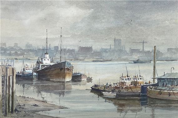 Sidney Cardew | Moorings at Wapping | MutualArt
