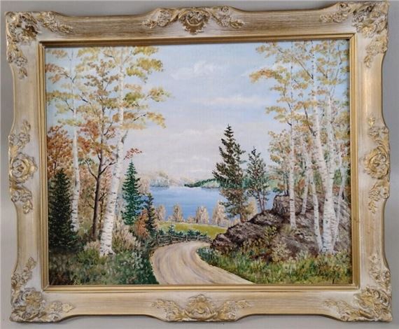 Carl Ebert | Fall Birch Forest Mountain Lake Landscape, Oil | MutualArt