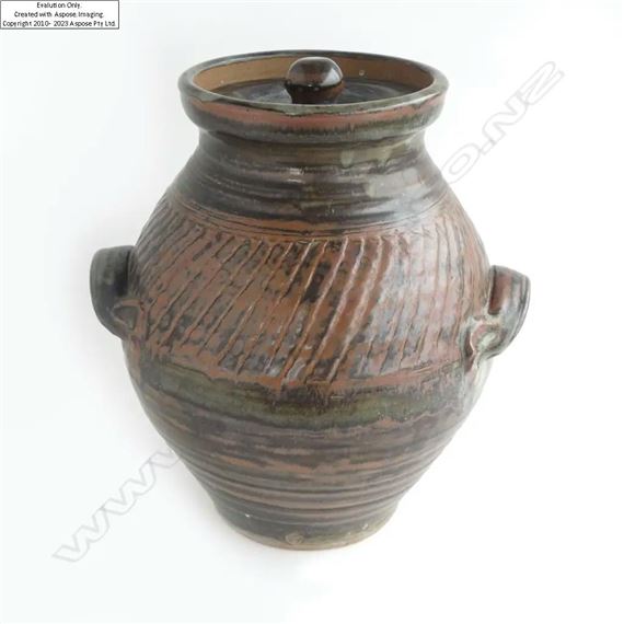 Smisek Mirek | Mirek Smisek lidded floor pot with handles. Tenmoko and ...