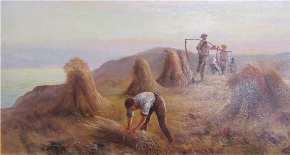 T. Morgan | men and woman reaping and harvesting | MutualArt