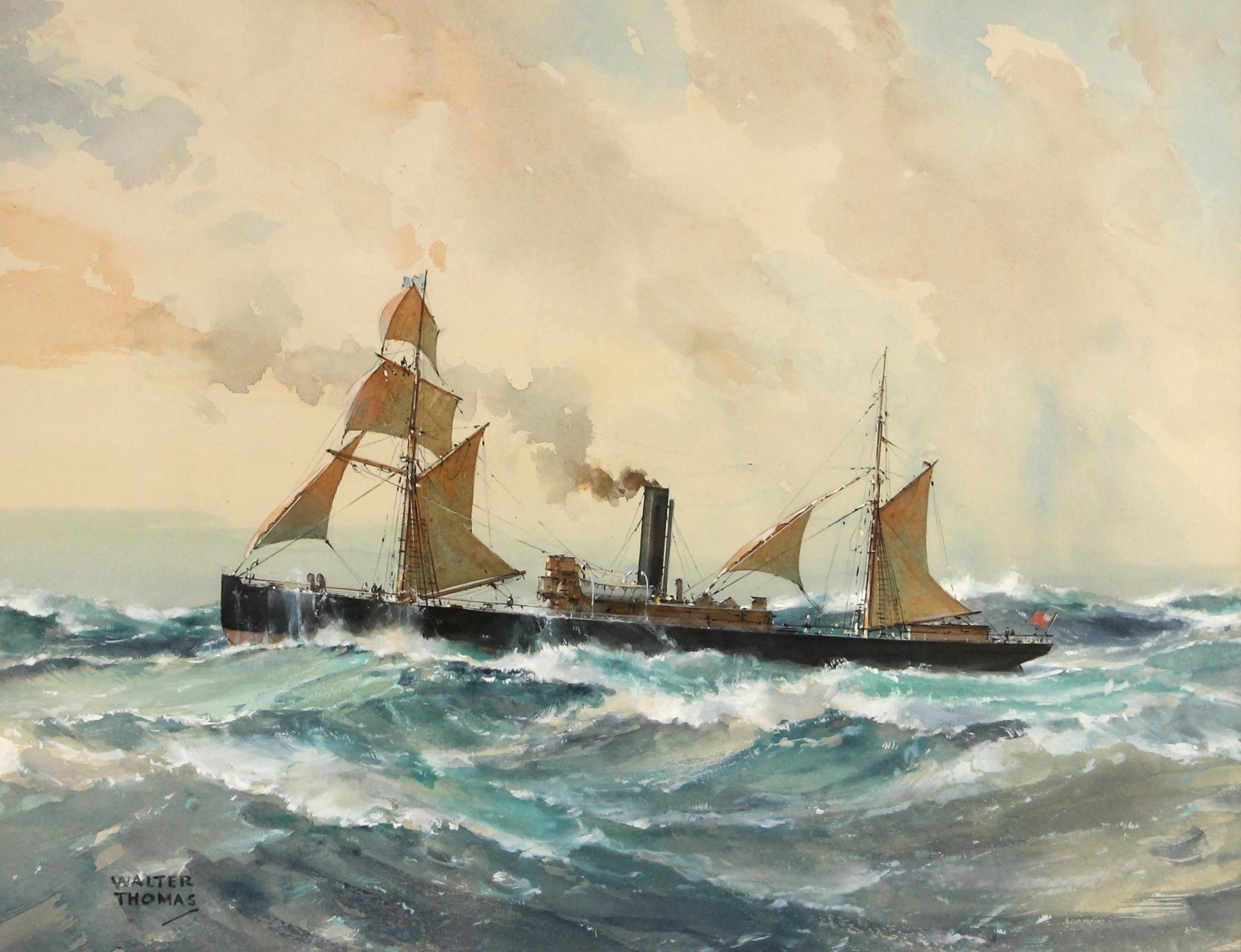 Walter Thomas | R.M.S. Augustine under sail and steam, | MutualArt