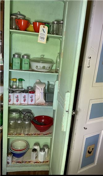 Pyrex | Contents are shown displayed in a green cabinet | MutualArt